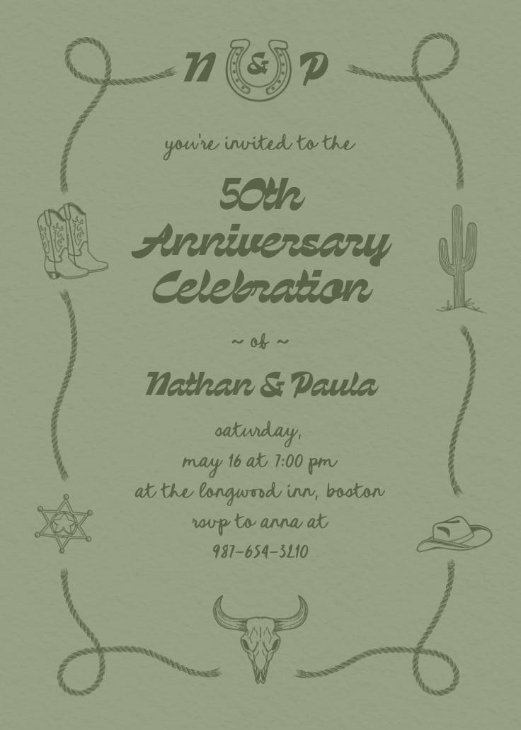 Retro Ranch - Anniversary Invitation Template (Free) | Greetings Island
