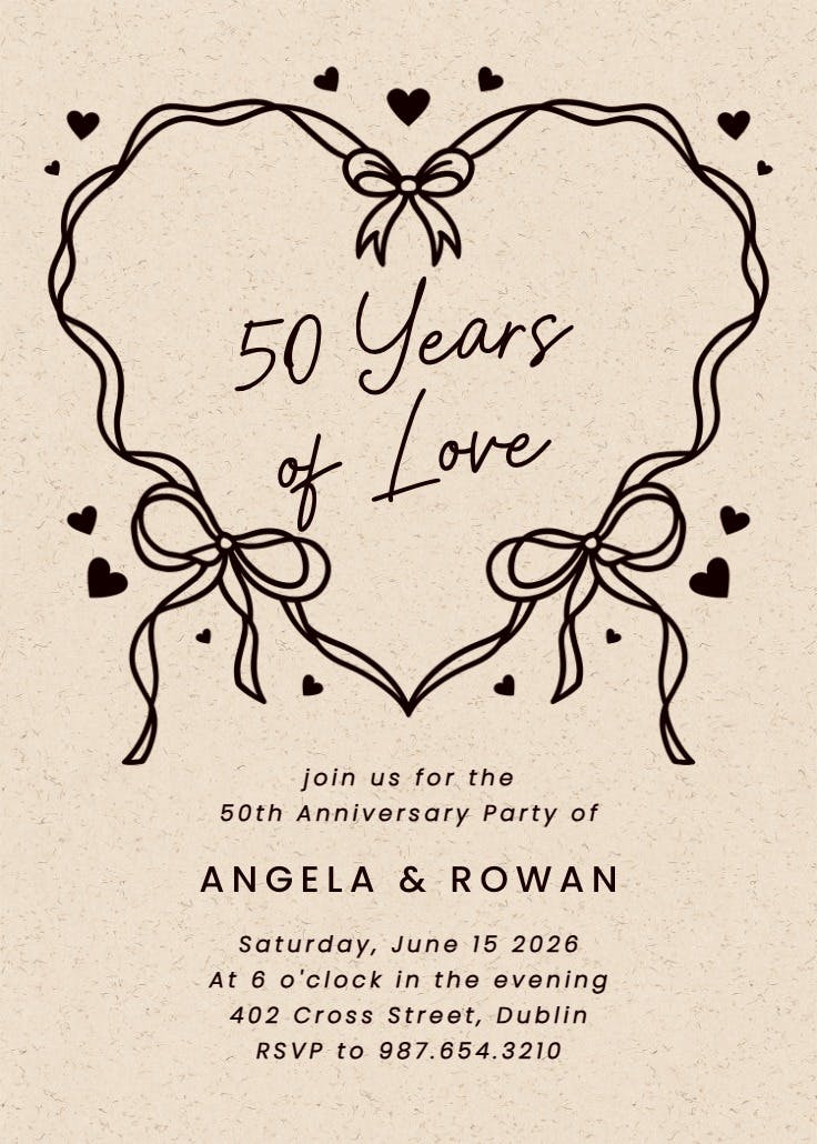 Romantic Ribbon - Invitation Template | Greetings Island