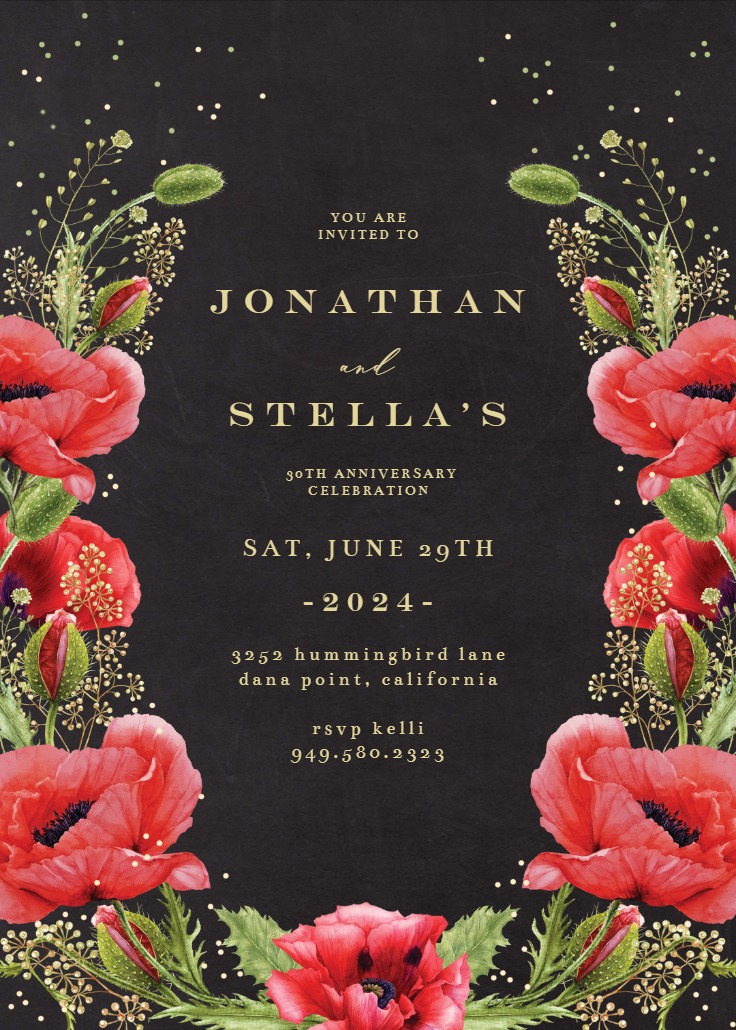 Spring Border - Anniversary Invitation Template (Free) | Greetings Island