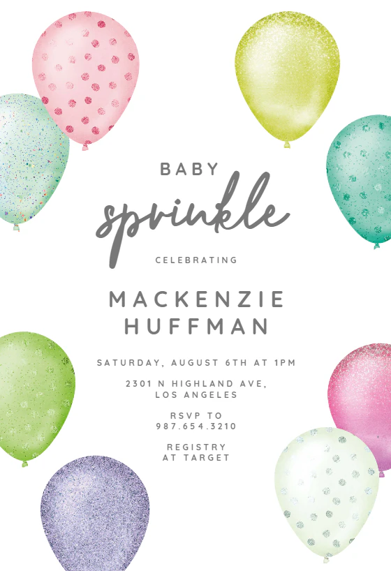 Soft polka dots - Baby sprinkle Invitation Template | Greetings Island