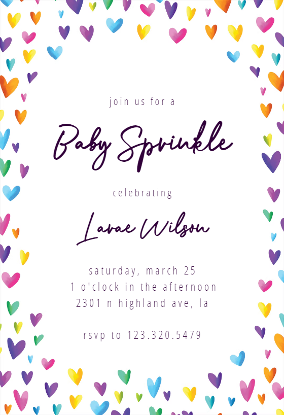 Heart Border - Baby sprinkle Invitation (Free) | Greetings Island
