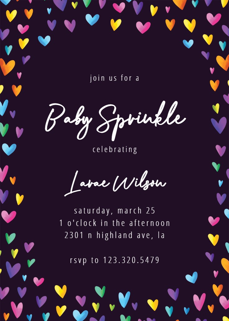 Heart Border - Baby sprinkle Invitation Template (Free) | Greetings Island