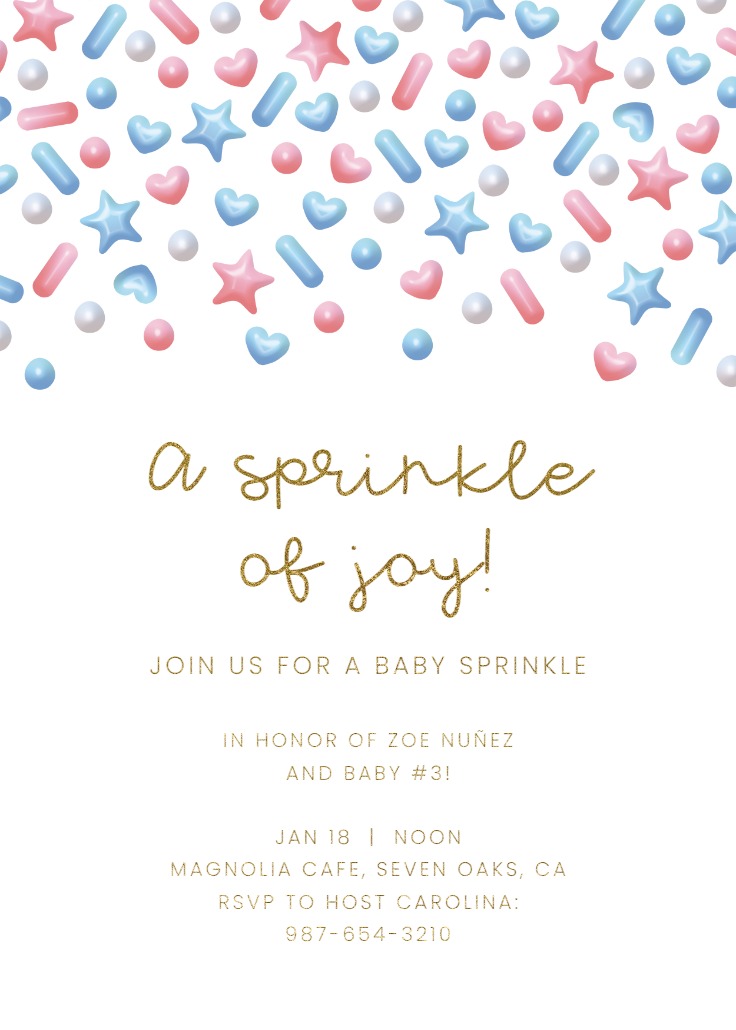 Sprinkle of Joy - Baby sprinkle Invitation Template (Free) | Greetings ...