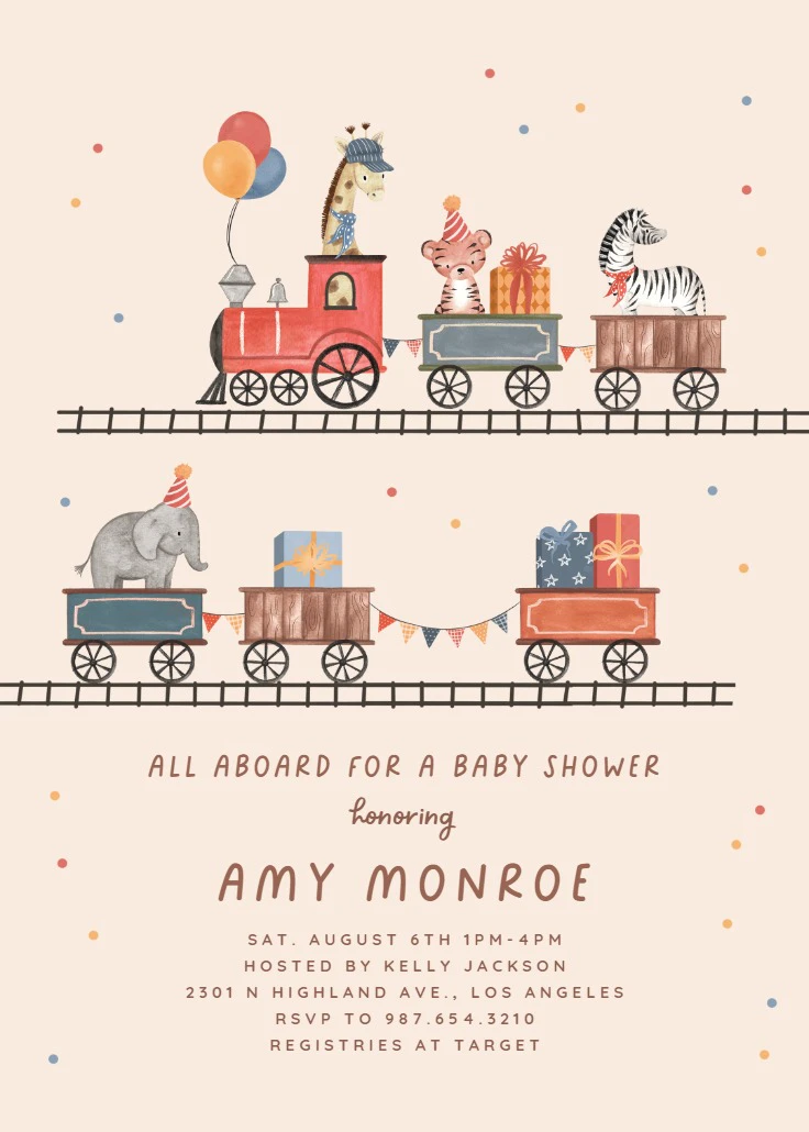 All aboard - Baby shower invitation Template | Greetings Island
