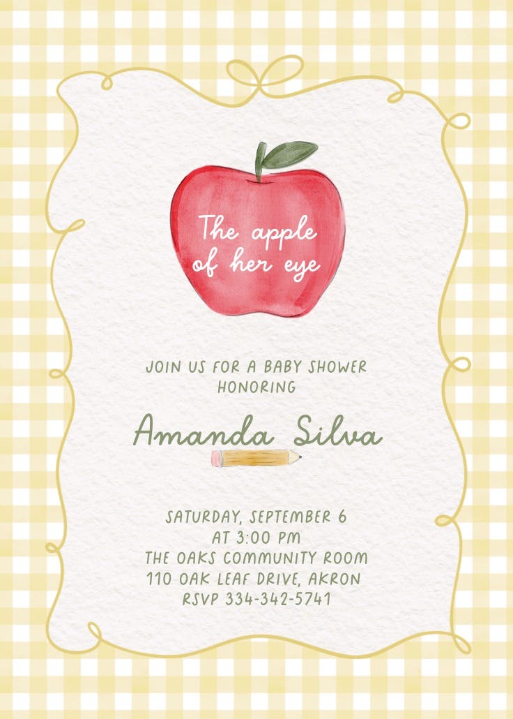 Apple for Mom - Baby shower invitation Template | Greetings Island