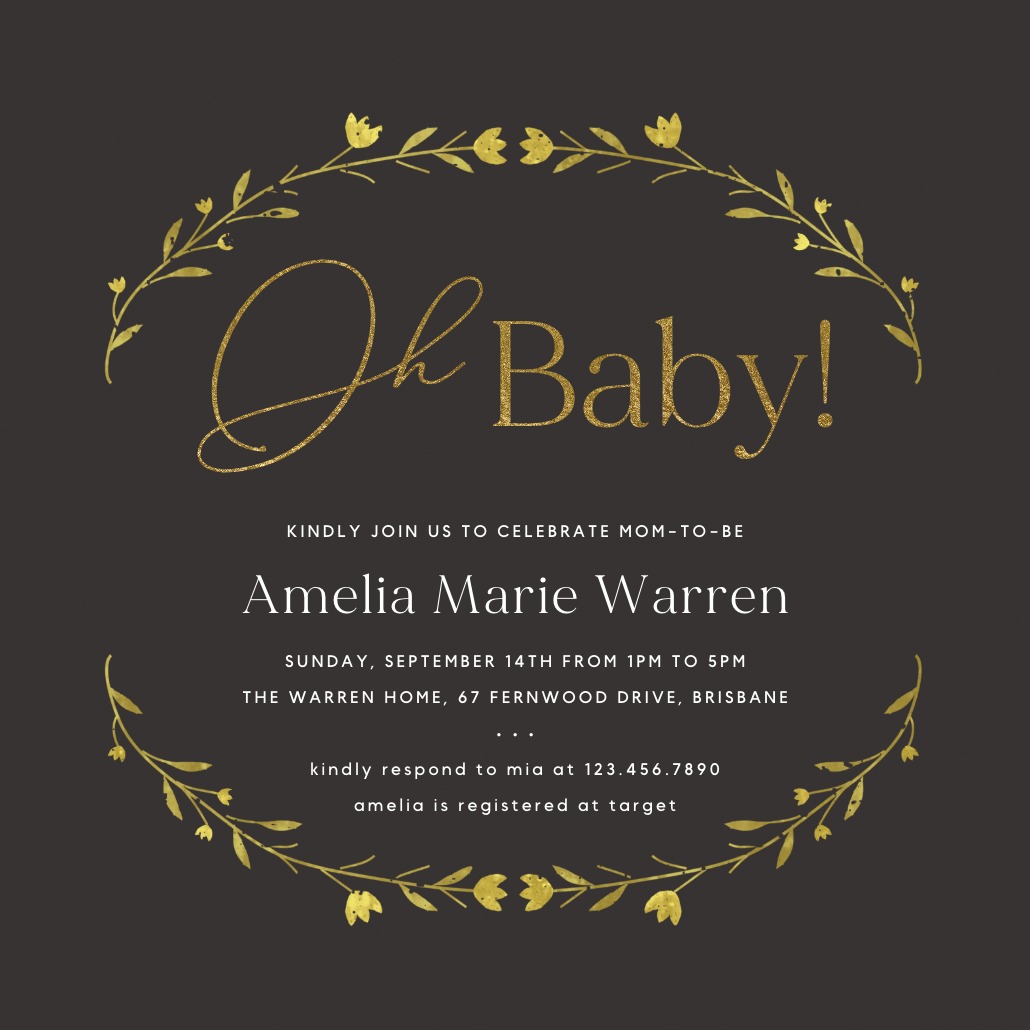 Baby Floral Arcs - Baby shower invitation Template (Free) | Greetings Island