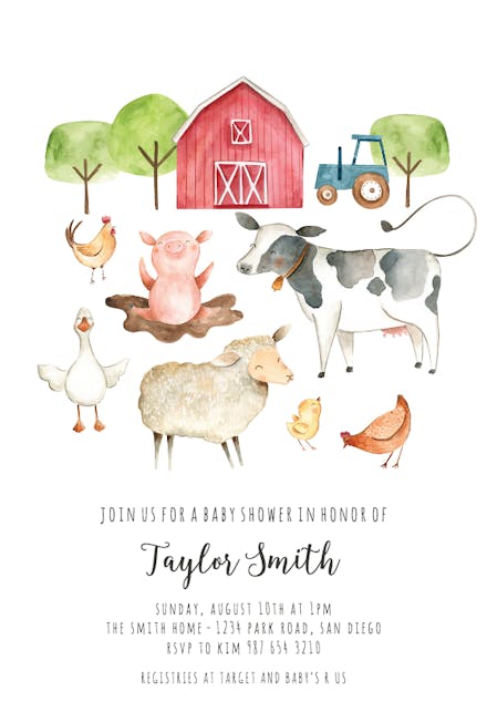 Barn - Baby Shower Invitation Template (Free) | Greetings Island