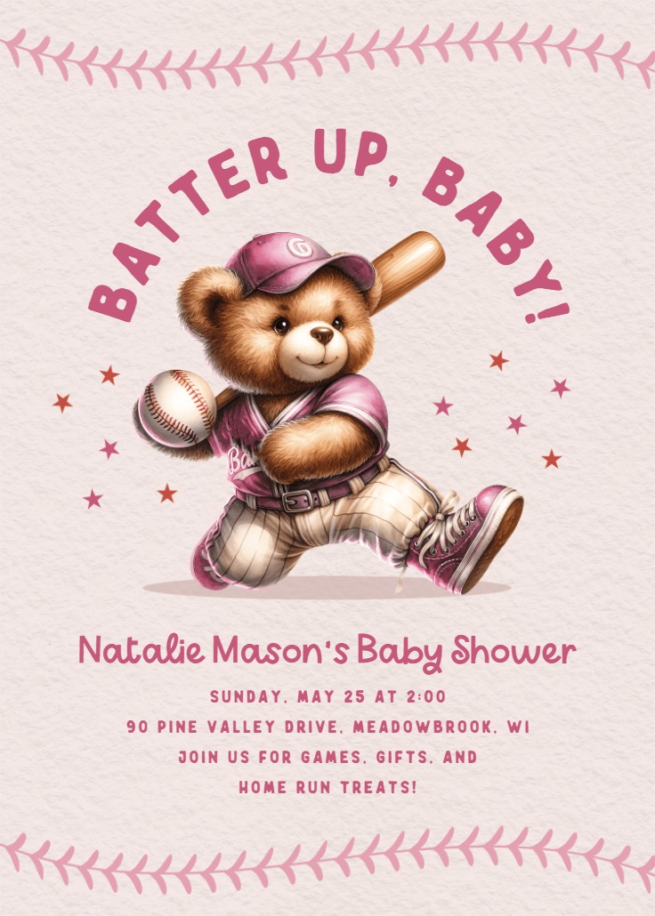Bater Up Baby - Baby shower invitation Template (Free) | Greetings Island