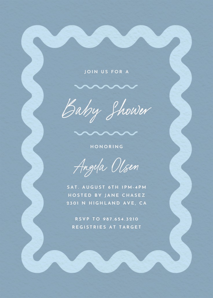 Billowing Border - Baby shower invitation Template | Greetings Island