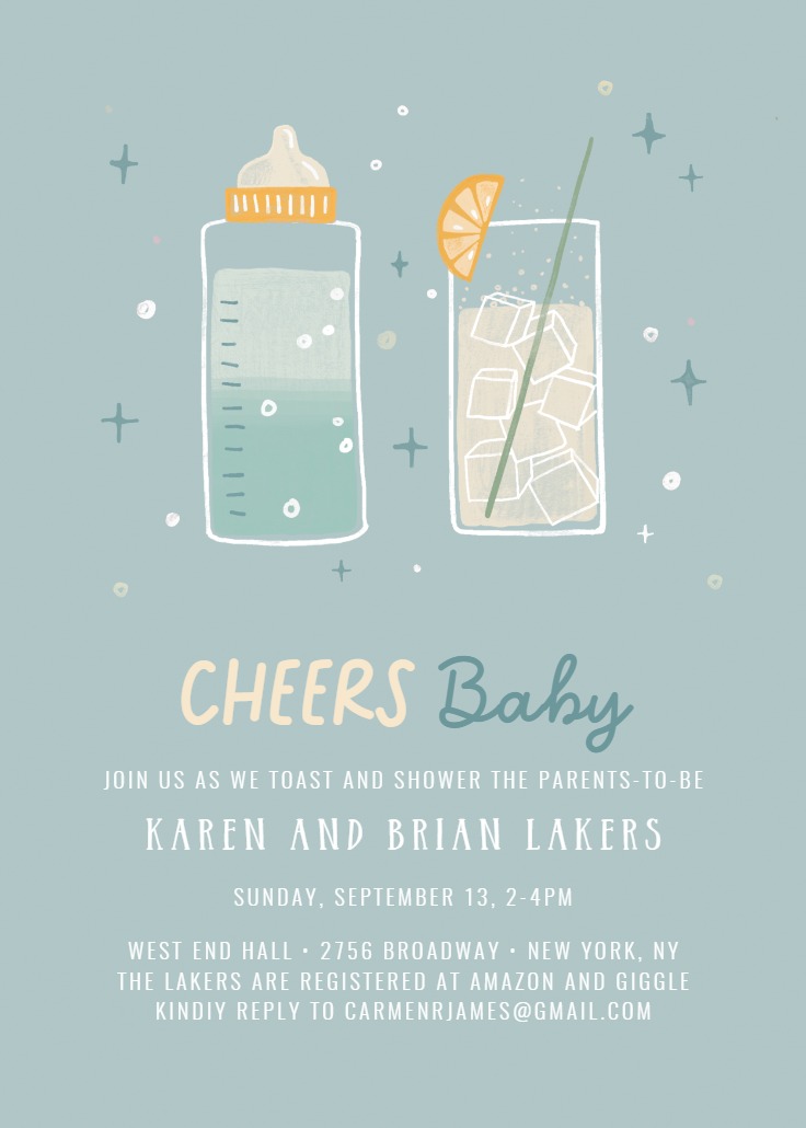 Cheers - Baby shower invitation Template (Free) | Greetings Island
