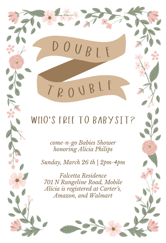 Dynamite Duo - Baby Shower Invitation Template (Free) | Greetings Island