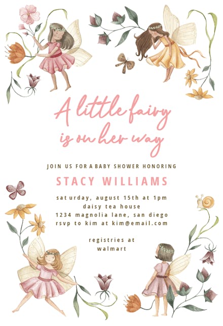 Fairy Garden - Baby Shower Invitation Template | Greetings Island