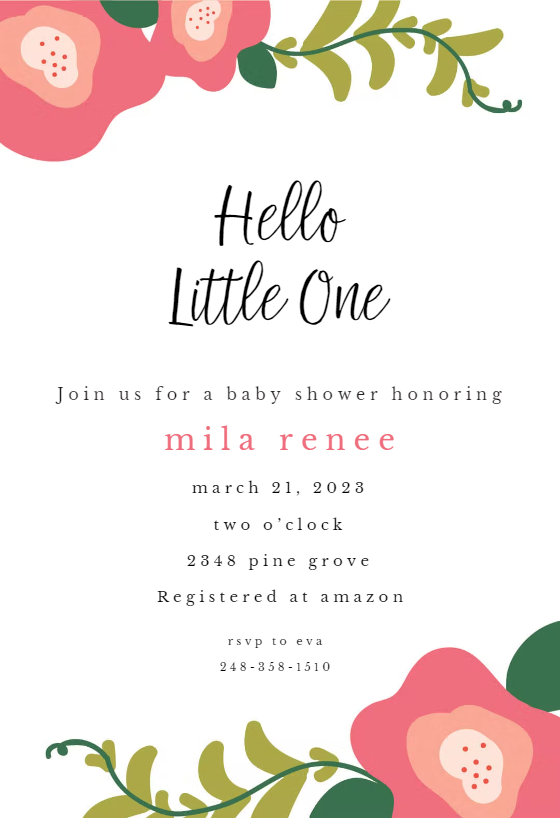 Spring Flowers - Baby Shower Invitation Template (Free) | Greetings Island