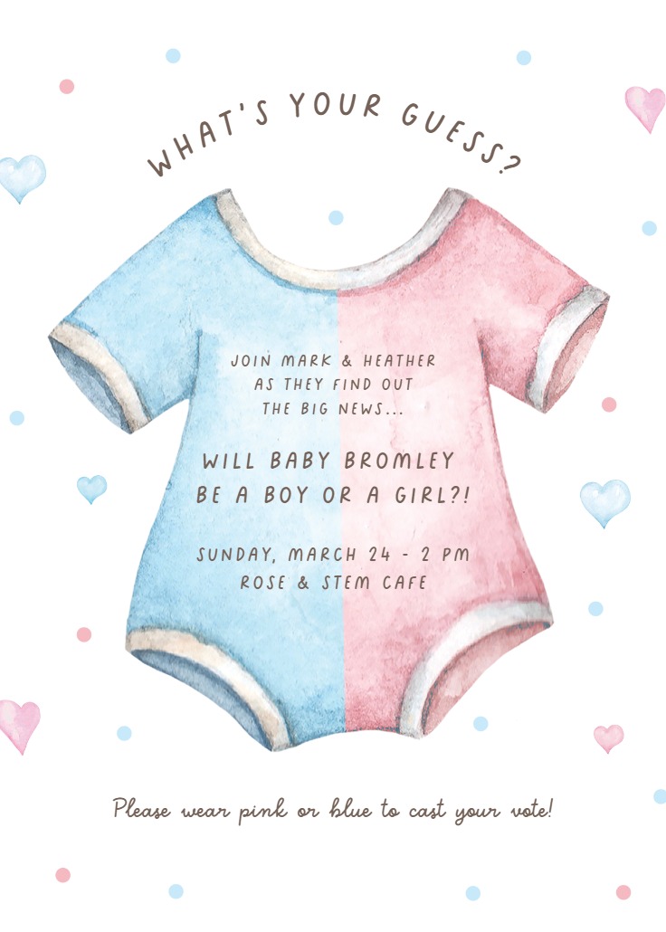Guess the Gender - Gender Reveal Invitation Template | Greetings Island