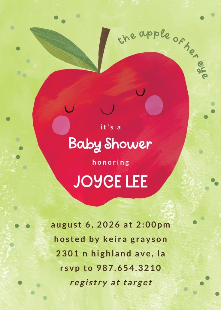 Happy little apple - Baby shower invitation Template (Free) | Greetings ...