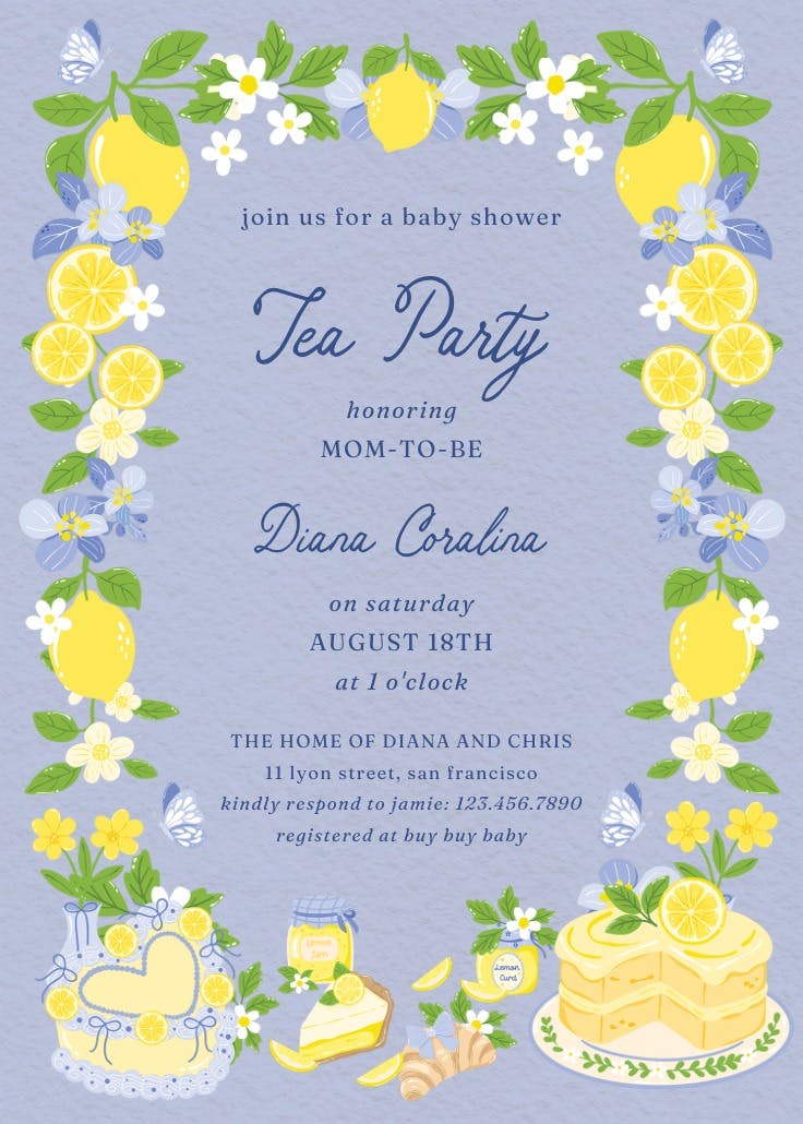 Lemons, Baby! - Baby shower invitation Template | Greetings Island
