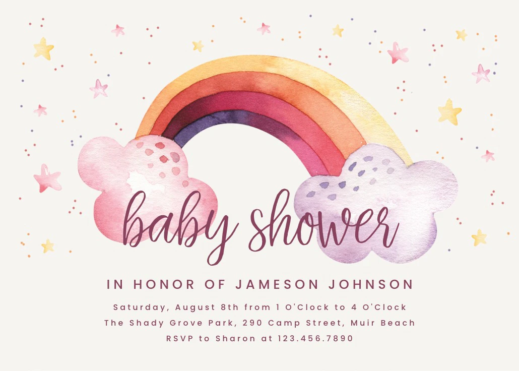 Loveable Rainbow Baby Shower Invitation Template Free Greetings