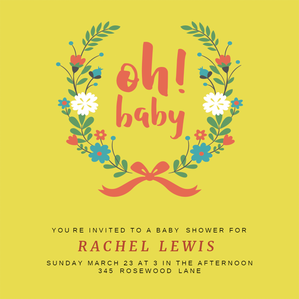 Oh Baby - Baby shower invitation Template (Free) | Greetings Island