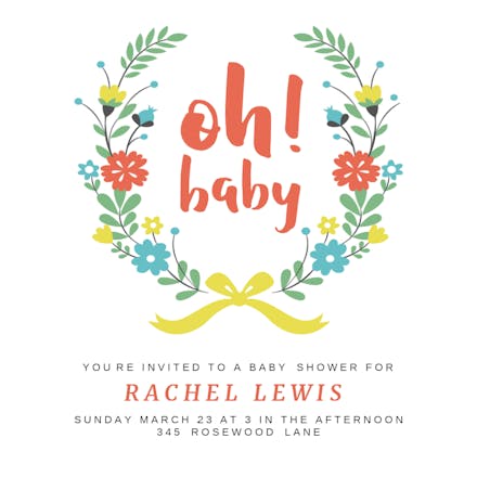 Oh Baby - Baby Shower Invitation Template (Free) | Greetings Island