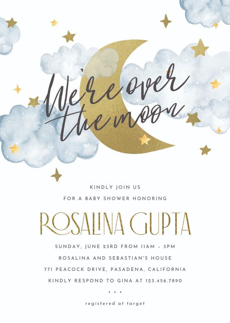 Over the Moon - Baby shower invitation Template | Greetings Island
