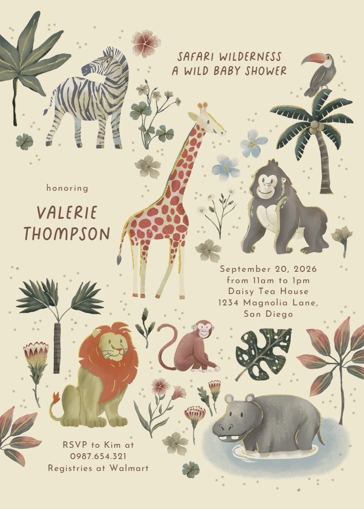 Safari wilderness - Baby shower invitation Template | Greetings Island