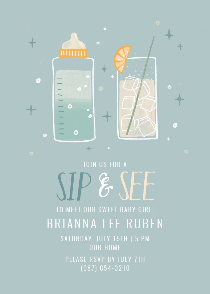 Sweet Sip & See - Sip & See Invitation Template (Free) | Greetings Island