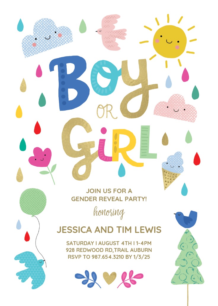 The Weather be like - Gender Reveal Invitation Template | Greetings Island
