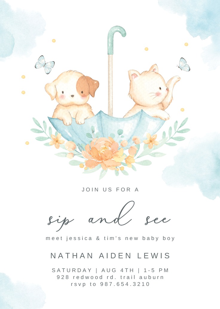 Too Cute - Sip & See Invitation Template | Greetings Island