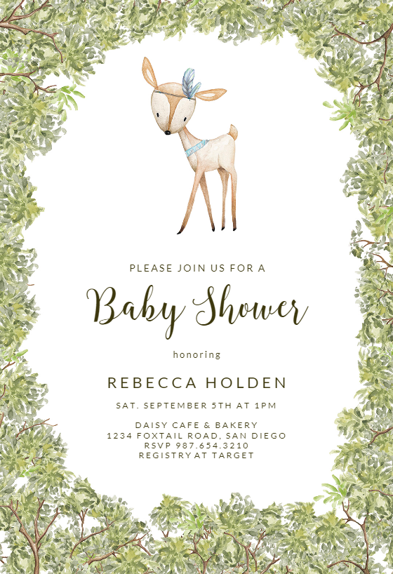 Trees Woodland Animal - Baby shower invitation Template (Free ...