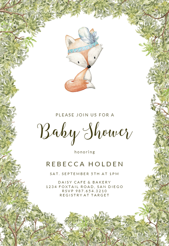 Trees Woodland Animal - Baby shower invitation Template (Free ...