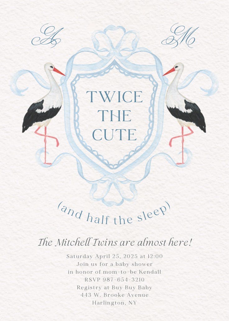 Twice the Cute - Party Invitation Template (Free) | Greetings Island