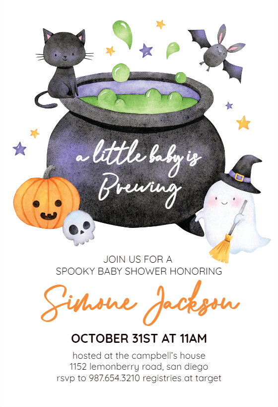 Watercolor Spooky - Baby Shower Invitation Template (Free) | Greetings ...