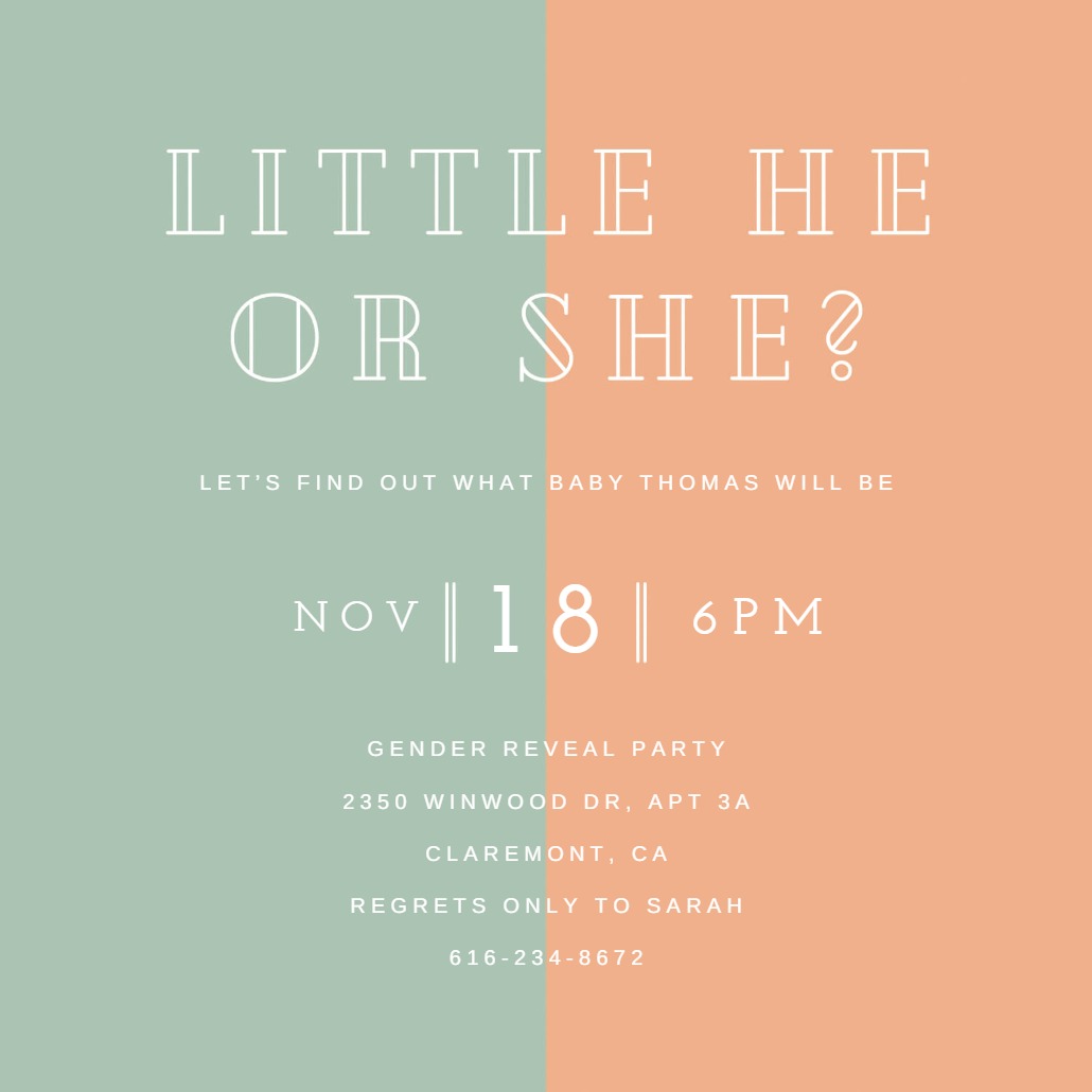 We are Split! - Gender Reveal Invitation Template (Free) | Greetings Island