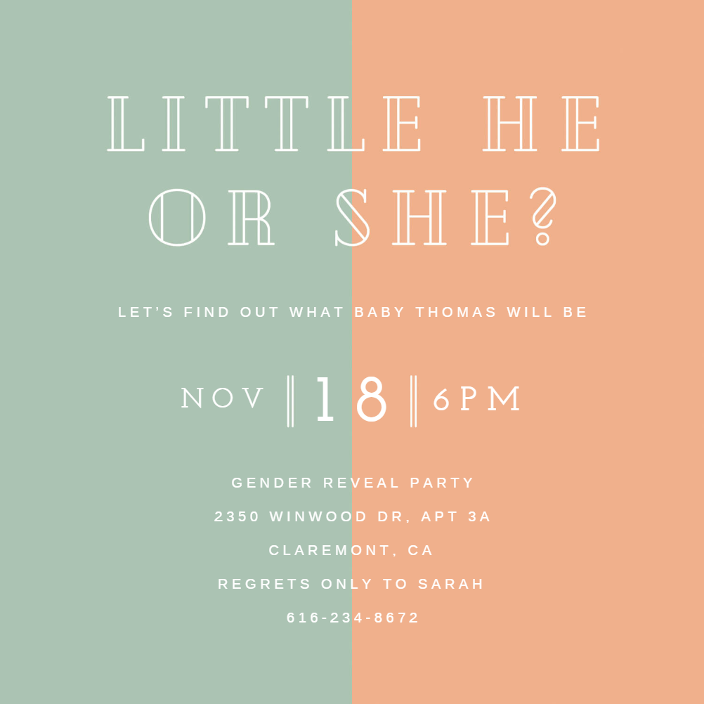 We are Split! - Gender Reveal Invitation Template (Free) | Greetings Island