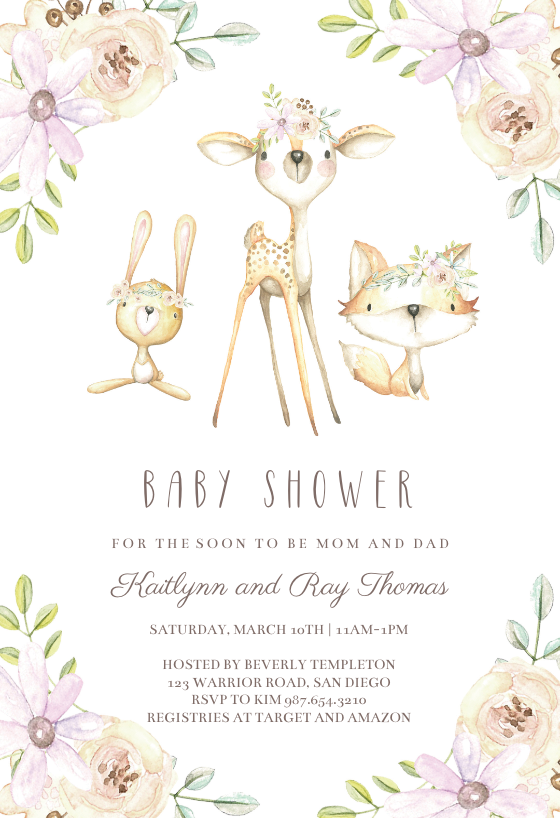 Happy fawn - Baby shower invitation Template | Greetings Island