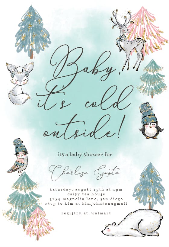 Winter Animals - Printable Party Invitation Template | Greetings Island