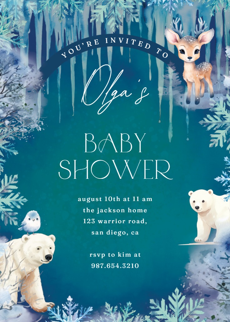 Winter Wonderland - Baby shower invitation Template | Greetings Island