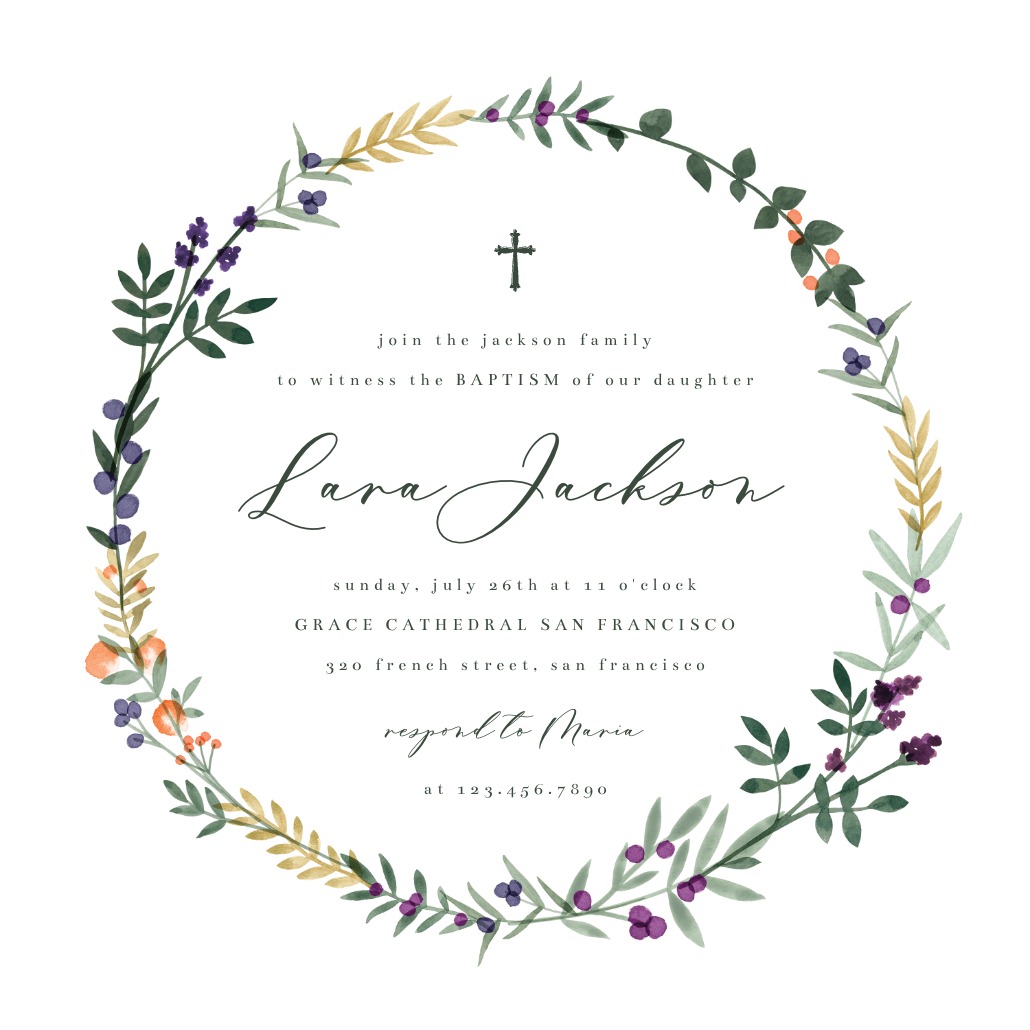 Floral Letters - Baptism & Christening Invitation Template (Free ...