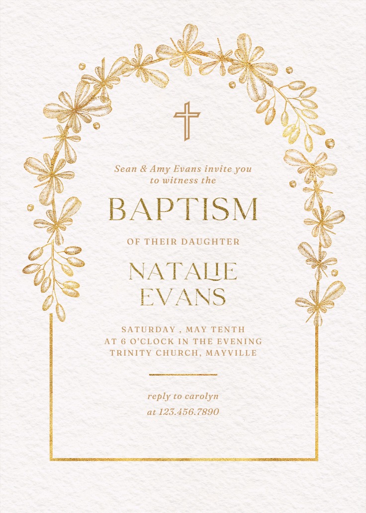 Autumn Cross - Baptism & Christening Invitation Template | Greetings Island