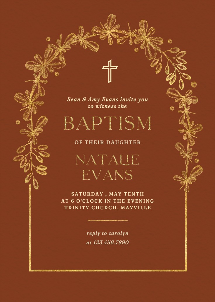 Autumn Cross - Baptism & Christening Invitation Template | Greetings Island