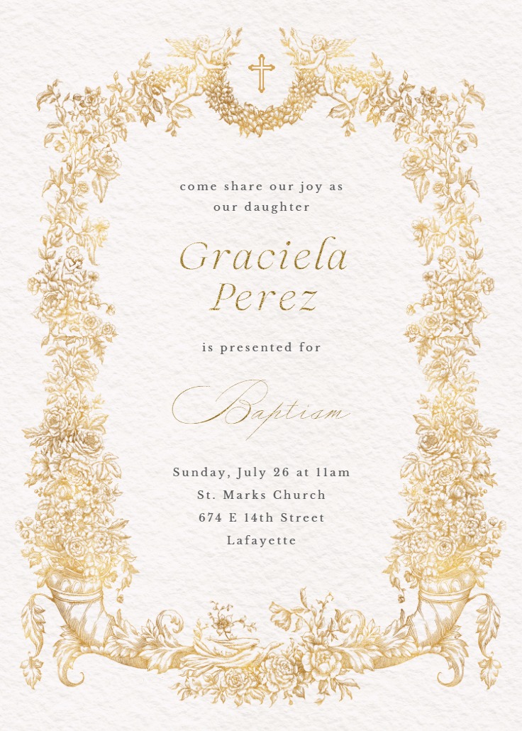 Autumn Cross - Baptism & Christening Invitation Template | Greetings Island