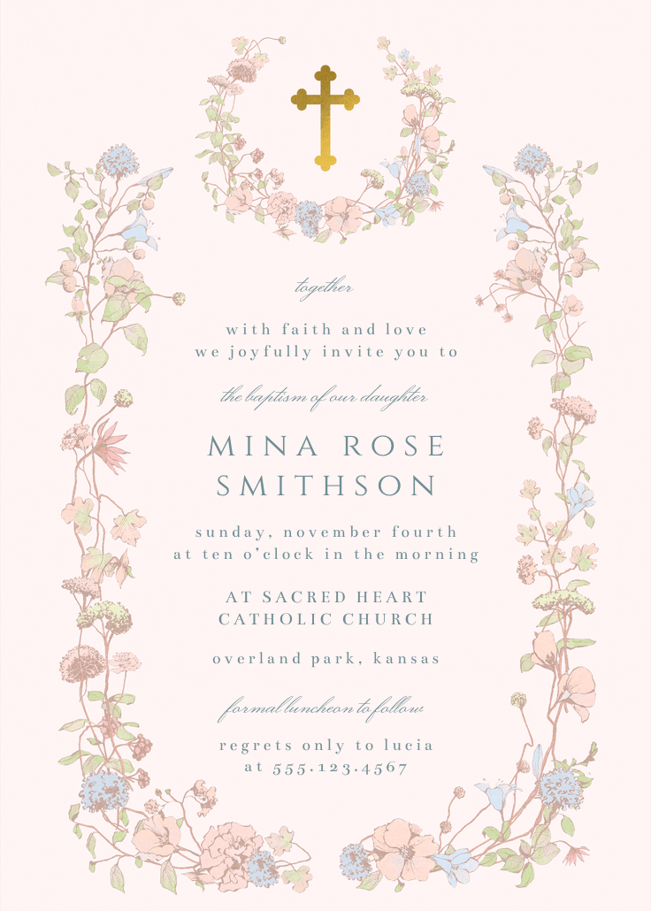 Blessed blossoms - Baptism & Christening Invitation Template ...
