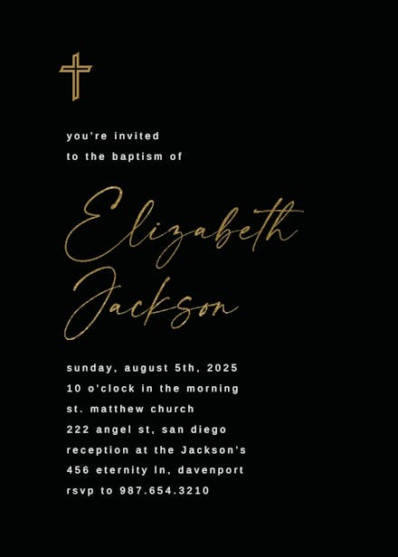 Calligraphy Names - Baptism & Christening Invitation Template (Free ...