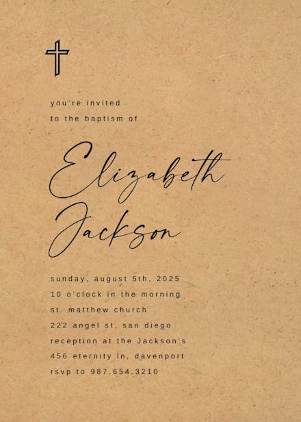 Calligraphy Names - Baptism & Christening Invitation Template (Free ...