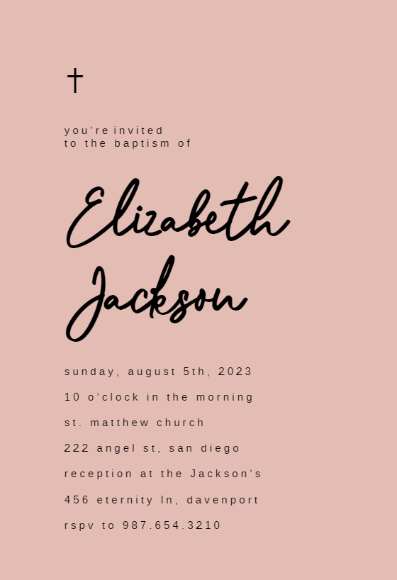 Calligraphy Names - Baptism & Christening Invitation Template (Free ...