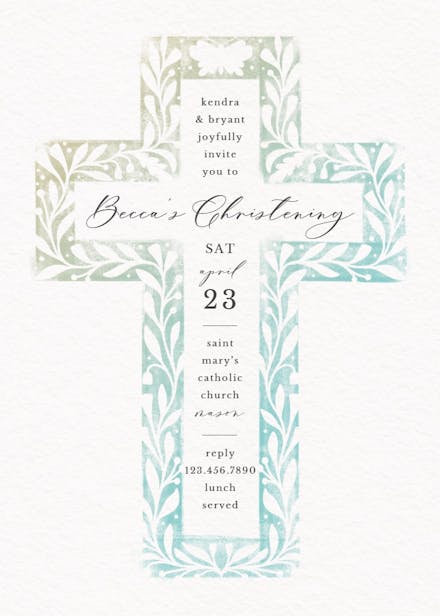 Cross of Faith Foil - Baptism & Christening Invitation Template ...