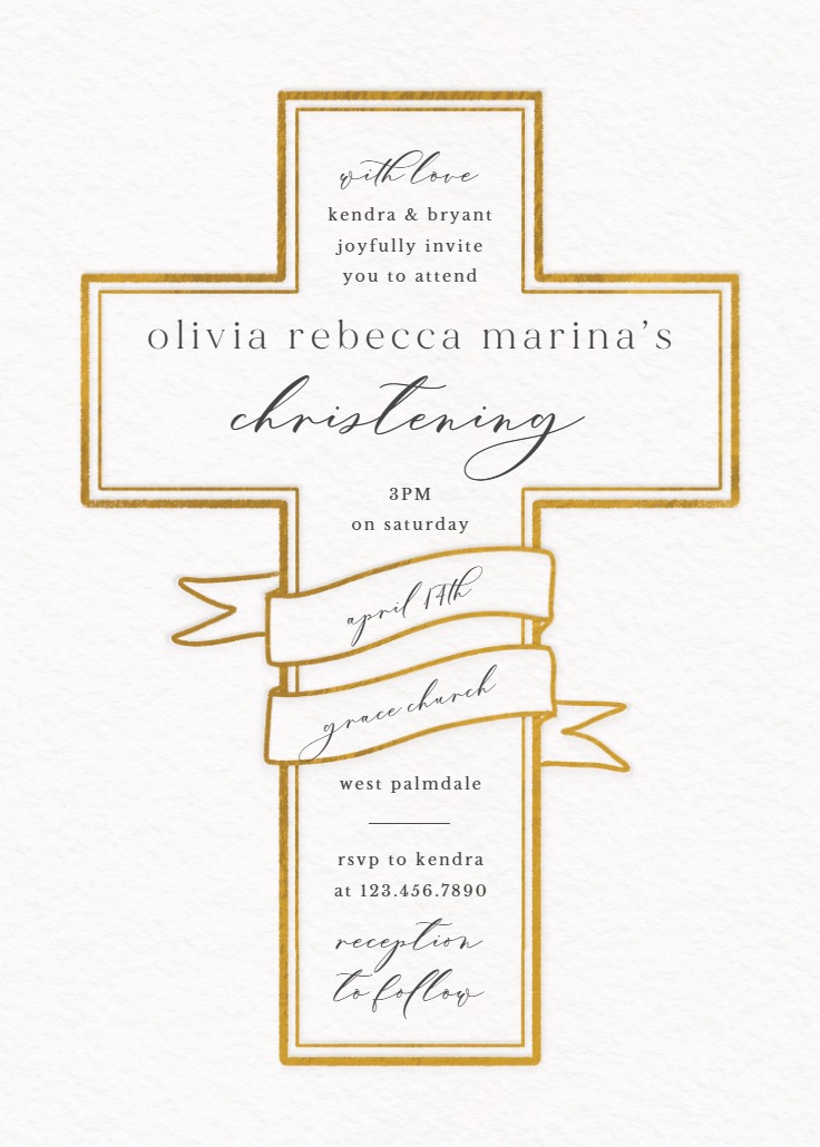Cross of Faith Foil - Baptism & Christening Invitation Template ...