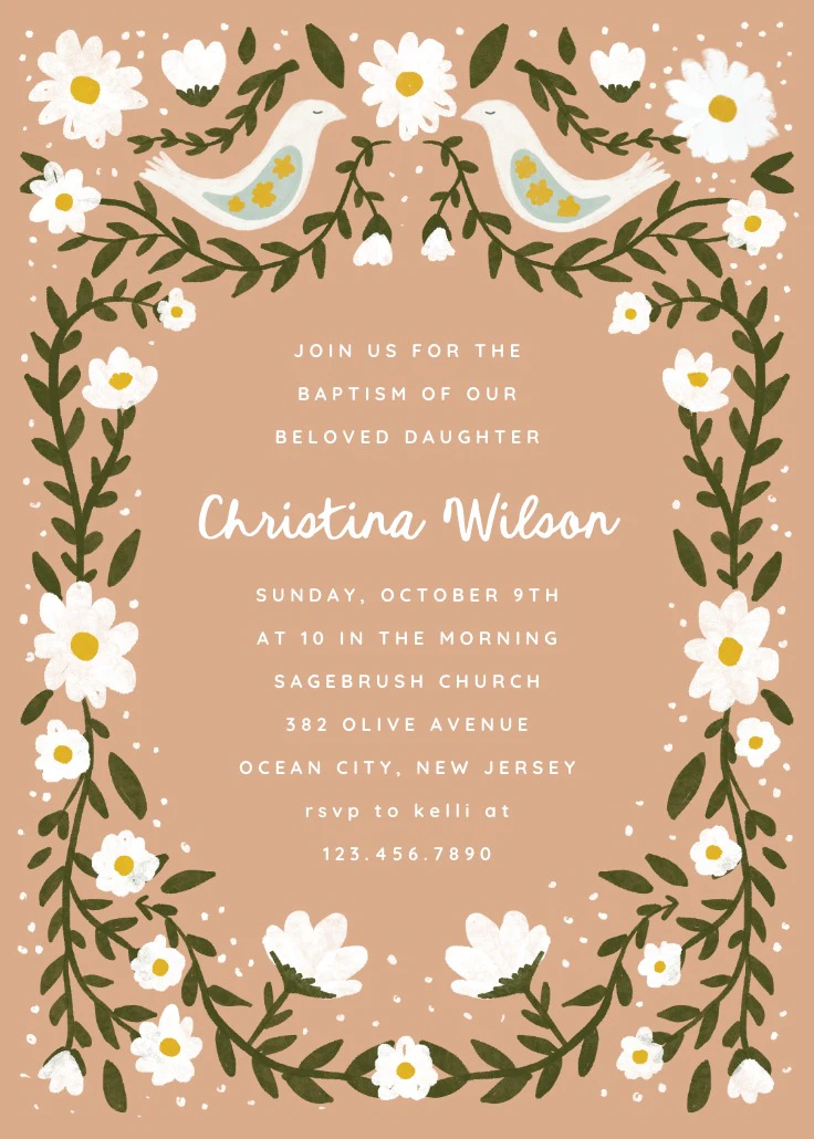 Daisy frame - Baptism & Christening Invitation Template (Free ...