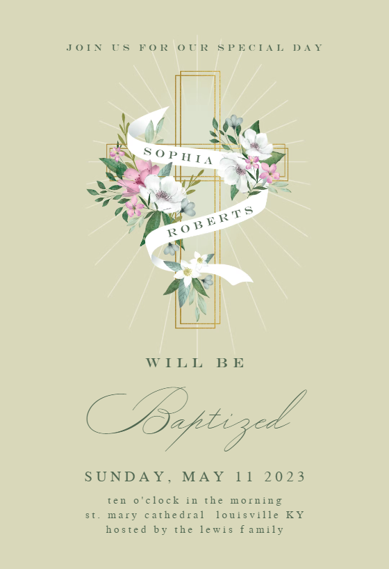 Decorative Cross - Baptism & Christening Invitation Template ...