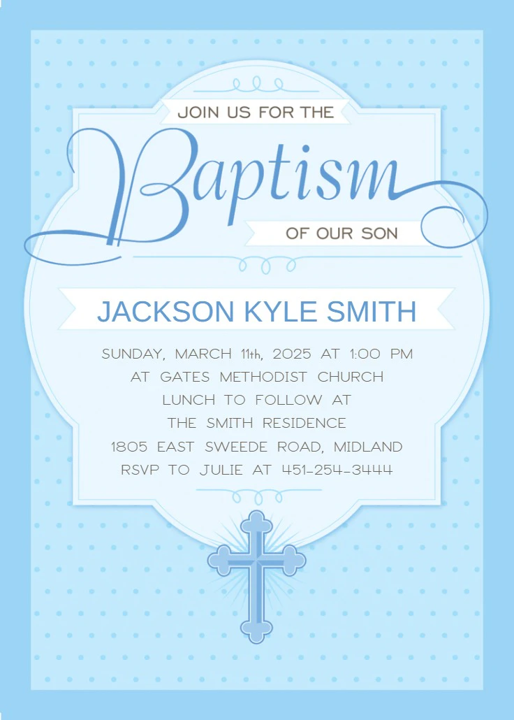 Water - Baptism & Christening Invitation Template (Free) | Greetings Island